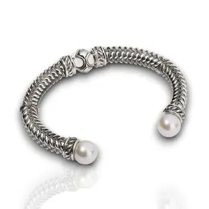 DANEILA LÉON Sterling Freshwater Pearl & Ivory-colored Enamel Cuff - Silver
