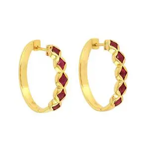 ARTISAN Gold / Red Ruby Hoop Earrings In 18k Yellow Gold - Gold/red