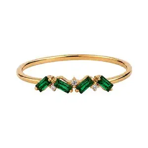 BELINDA JEWELZ Gold / Green Emerald Full Baguette Birthstone Ring - Gold/green