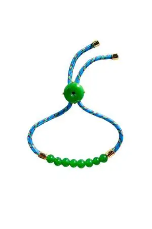 SEREE Paracord Jade Slider Bracelet - Blue