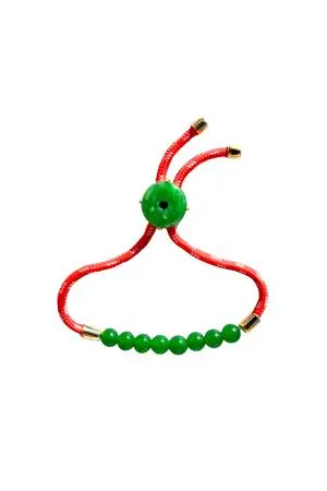 SEREE Paracord Jade Slider Bracelet - Red