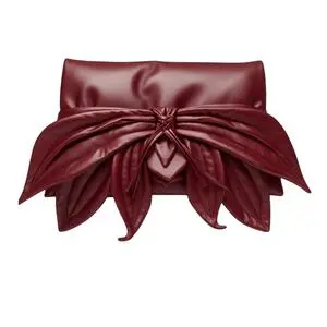 JULIA ALLERT Petal Faux Leather Evening Clutch Bag Burgundy - Red