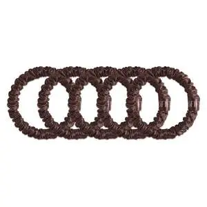 6FIFTYTWO® Pure Mulberry Slim Silk Scrunchies Chocolate - Brown