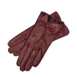 1861 GLOVE MANUFACTORY Avellino Leather Gloves In Wine Nappa Leather - Black/red