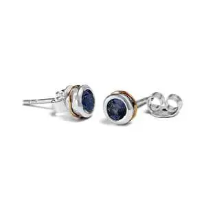 ISLA SILVER Blue / Silver Handmade Sterling Silver Sapphire Stud Earrings - Blue/silver