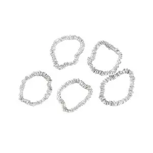 SOFT STROKES SILK Pure Mulberry Silk Skinny Scrunchie Set Of Five In Grey - Silver
