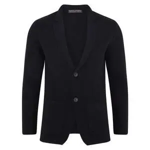 PAUL JAMES KNITWEAR Midweight Lambswool Benedict Knitted Blazer - Black