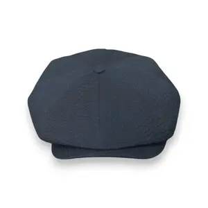 MISTER MILLER - MASTER HATTER Theo's Nights Newsboy Cap In Japanese Seersucker - Black