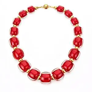 GOLD & HONEY Beaded Lucite Necklace For After Hours In Carnelian - Red
