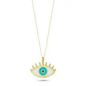 SPERO LONDON Evil Eye Sterling Silver Vermeil Necklace - Gold