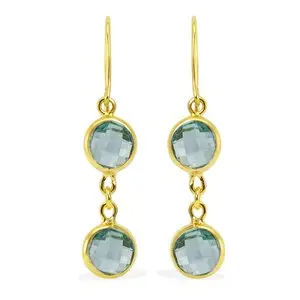 VINTOUCH ITALY Blue / Gold Positano Gold Vermeil Blue Topaz Earrings - Blue/gold