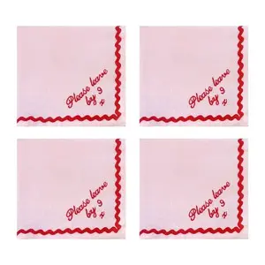 LILLY LOVES Linen Napkins, Please Leave By - Pink