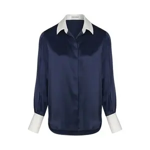 THE SUMMER EDIT Naomi Slim Fit Shirt Navy - Blue