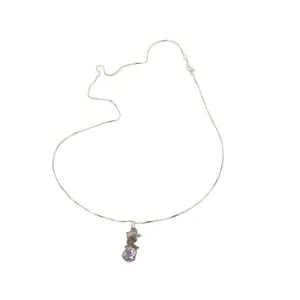 AMONTA Silver / Grey / Neutrals Keishi Pearl & Moonstone Silver Necklace - Silver/grey