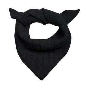 PAUL JAMES KNITWEAR Lambswool Ember Ribbed Triangle Scarf - Black