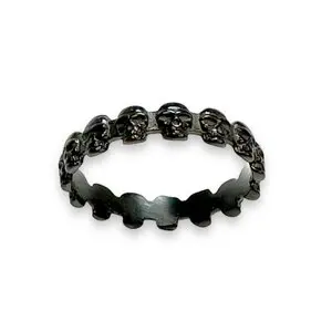 JAGGED HALO JEWELRY Eternity Skull Ring Rhodium - Black