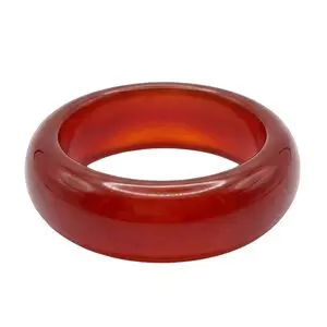 SEREE Persimmon Dark Orange Jade Stone Ring - Red