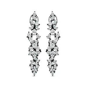 SALLY SKOUFIS Drop Earrings With White Cubic Zirconia In Black Rhodium-plated Sterling Silver - White/black