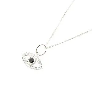 HARFI Black / Silver Evil Eye Healing Charm Silver Protection Necklace - Black/silver