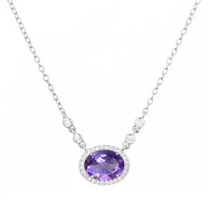 KAMARIA Aura Purple Amethyst Gemstone Necklace - Silver