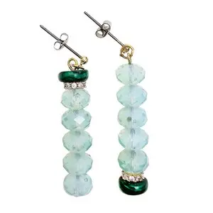 FARRA Malachite With Opal Asymmetric Earrings - Blue