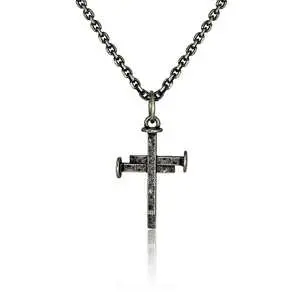 CARTOGRAPHY Grey / Silver Paths That Cross Railroad Spike Cross Necklace In Sterling Silver - Grey/silver