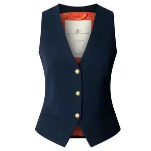 THE EXTREME COLLECTION Navy Tailored Vest With Gold Buttons Atelier - Blue