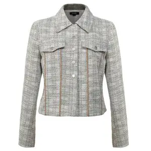 SMART AND JOY Crop Jacket With Pocket Flaps And Bias - Brown