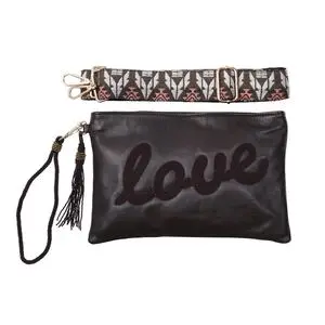 SIDNEY BYRON Leather Bag With Love Beading