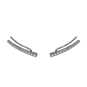 SALLY SKOUFIS Ear Climbers With Man-made Diamonds In Sterling Silver And Black Rhodium - Black/white
