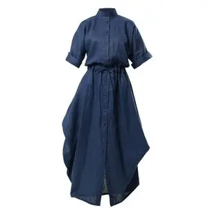 METAMORPHOZA Long Linen Shirt Dress - Blue