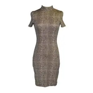 JENNAFER GRACE Viper Villain Mockneck Mini Dress - Brown