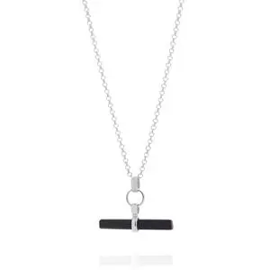 NELLOU JEWELLERY Black / Silver Black Onyx T Bar Necklace Sterling Silver - Black/silver