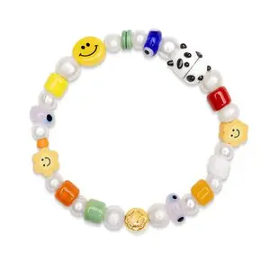 NIALAYA JEWELRY Panda Pearl Bracelet - Yellow