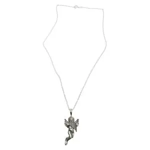 TG-JEWELLERY BY TAMARA GERVASIO Silver / Black Cherub Panflute Necklace – Sterling Silver - Silver/black
