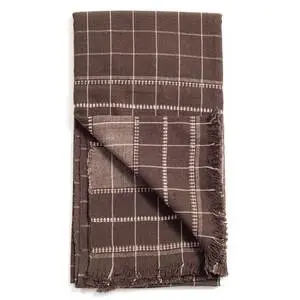 STUDIO VARIOUSLY Treacle Checks Pattern Organic Cotton Handloom Throw - Brown
