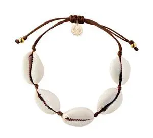 ADRIANA PAPPAS DESIGNS Natural Shell Adjustable Bracelet On Colored Cord - Brown