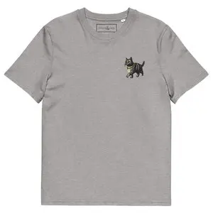 ANCHOR & CREW Organic Cotton Embroidered Cat T-shirt - Grey