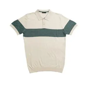 EIGHT X Neutrals / Striped Chest Knit Polo Beige - Green