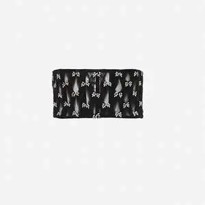 NISSA Handmade-embellishts Tulle Waist Belt - Black