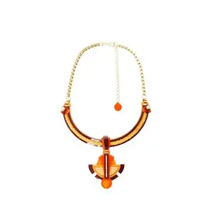 GISSA BICALHO Acrylic Handmade Necklace Buriti Orange