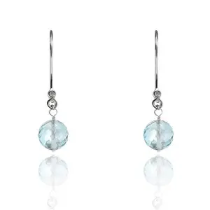 KAIZARIN Aquamarine Drop Earrings March Birthstone In White Gold - Blue