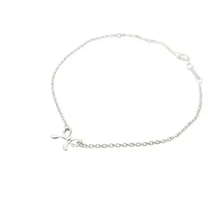 HARFI Dainty Bow Tie Bowknot Sterling Charm Bracelet - Silver