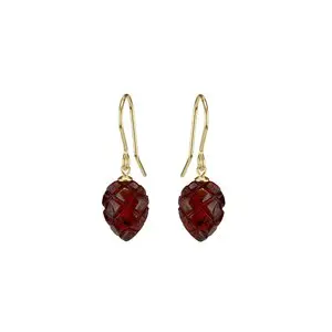 MOUNIR LONDON Carved Garnet Zircon Leaf Earrings - Red