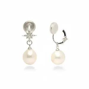 NINEMOO Celestial North Star Pearl Clip Earrings - Silver