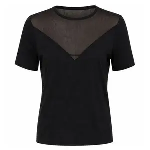 MARIANNE BY MARIE JORDANE Devon Organic Cotton T-shirt With Sheer Panel