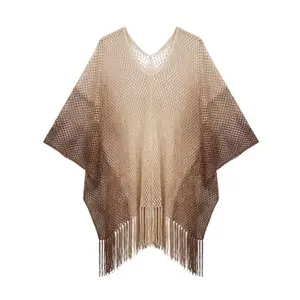Saachi Metallic Fringe Poncho - Gold