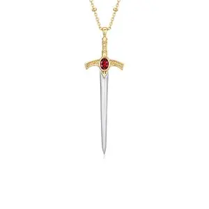 AZURA JEWELRY NEW YORK Yellow Vermeil Garnet Sword Necklace - Gold