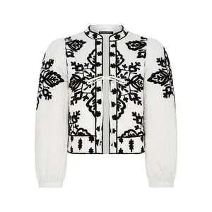 ROSE & NANCY Black / White Lori Black And White Padded Embroidered Jacket - Black/white