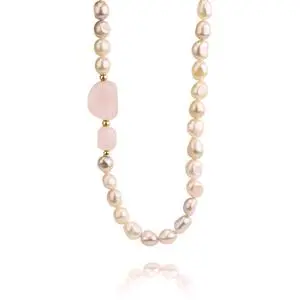 MOUNIR LONDON Pearl Rose Quartz Necklace Statet Necklace - Pink